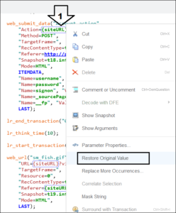 LoadRunner Parameterization | Add and Restore parameter
