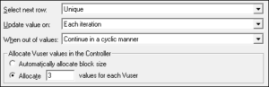 LoadRunner Parameter Settings - Combination of Parameter