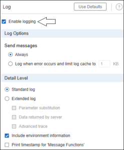 LoadRunner - Runtime Settings - Log - Standard Log | Extended Log