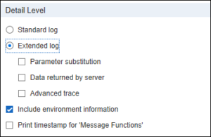 LoadRunner - Runtime Settings - Log - Standard Log | Extended Log