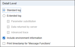 LoadRunner - Runtime Settings - Log - Standard Log | Extended Log