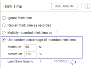 LoadRunner - Runtime Settings - Think Time