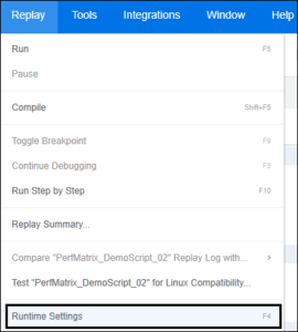 LoadRunner - Runtime Settings