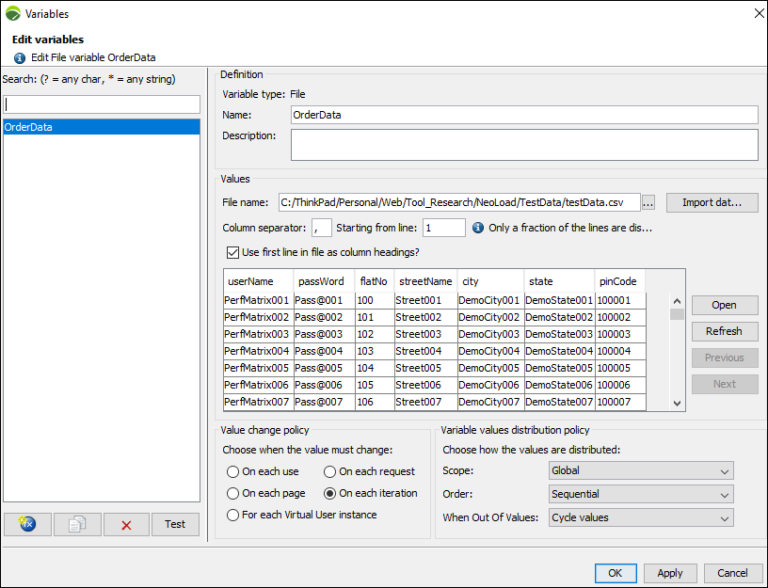 NeoLoad - File Variable - External File & Test Data NeoLoad - File Variable - External File & Test Data