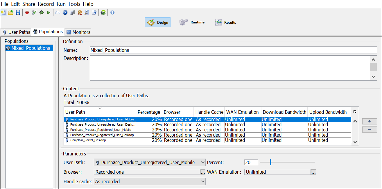 NeoLoad - Populations - How to create | User Load Distribution
