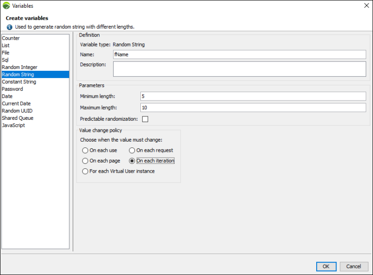NeoLoad – Random String Variable - How to generate