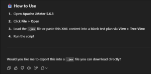 JMeter Script Generation through AI